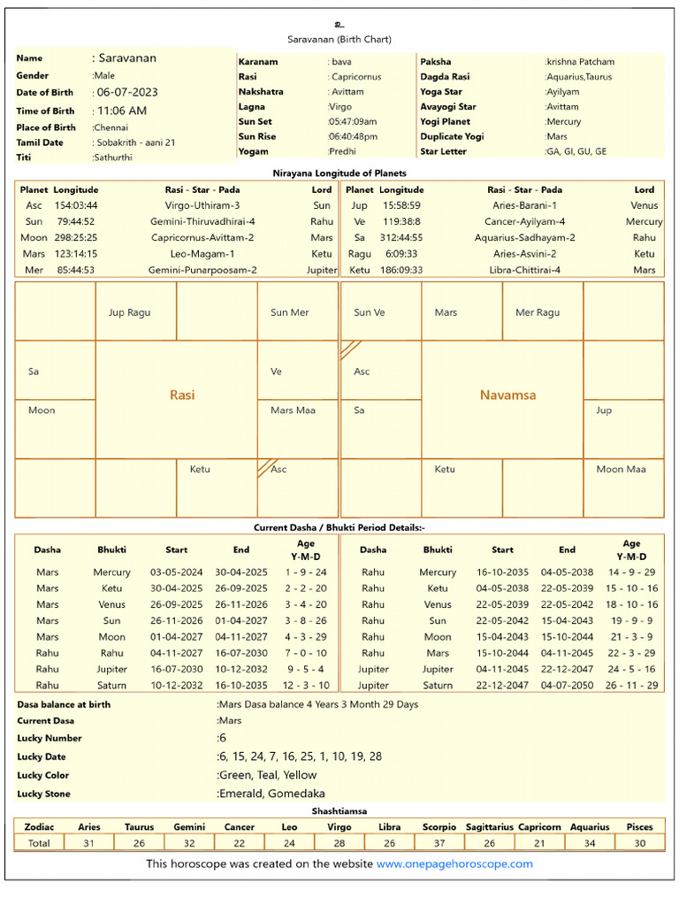 Birth Chart Sample | PDF