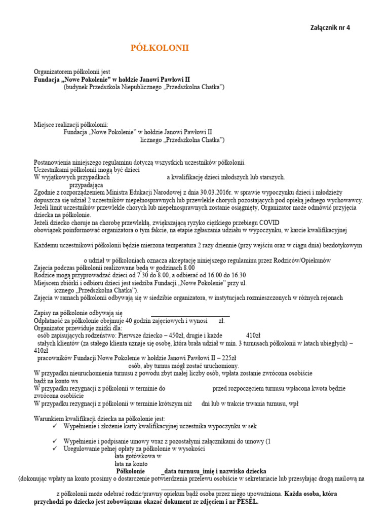 Zal. NR 4 Regulaminy | PDF