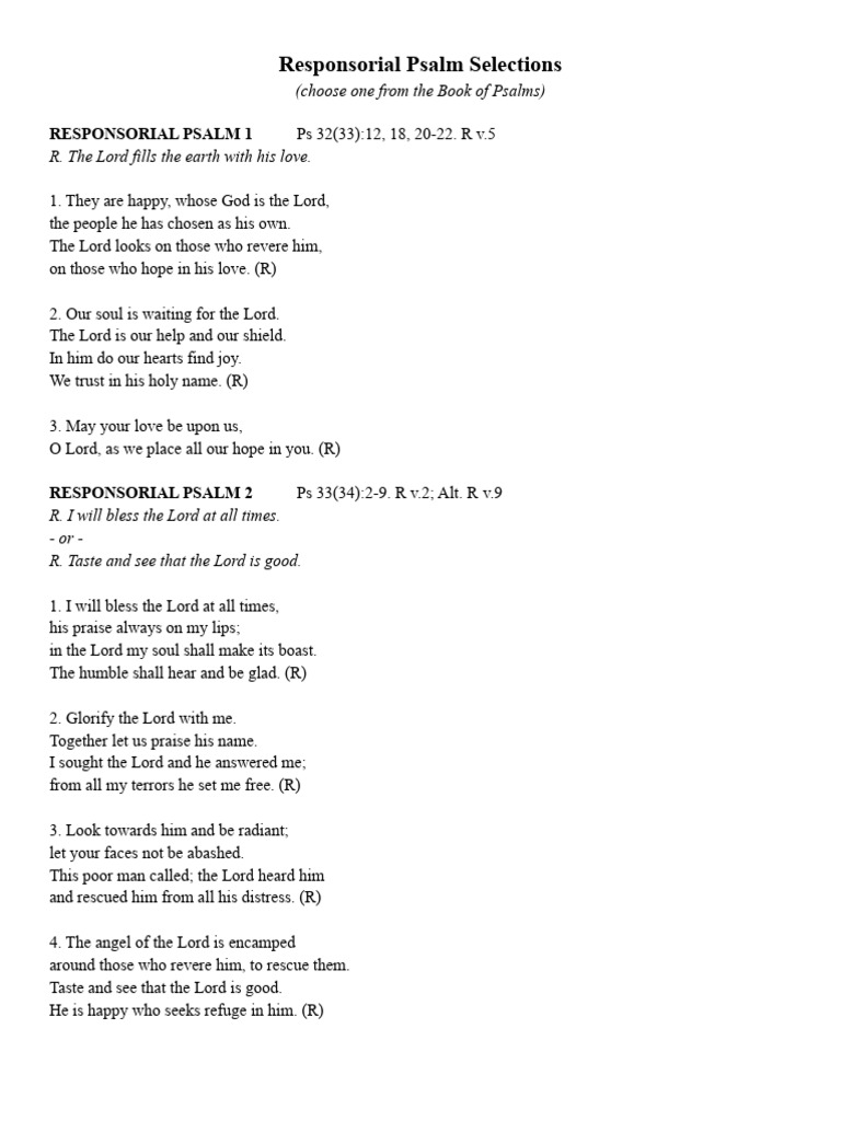 Responsorial Psalms For Weddings | PDF