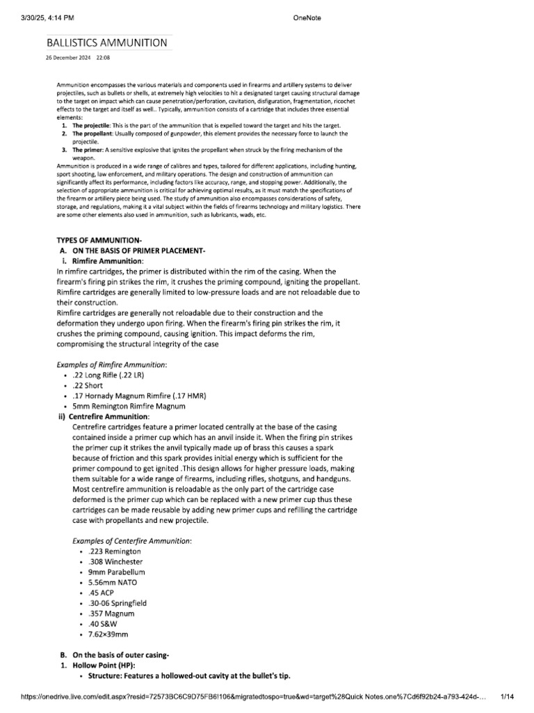 Ballistics Ammunition | PDF