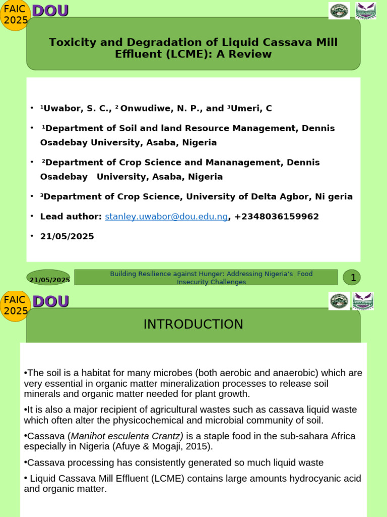 Faic Dou 2025 Power Point Template | PDF | Soil | Effluent