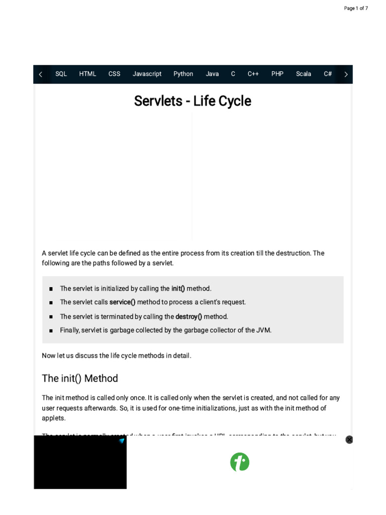 Servlets Life Cycle | PDF | World Wide Web | Internet & Web