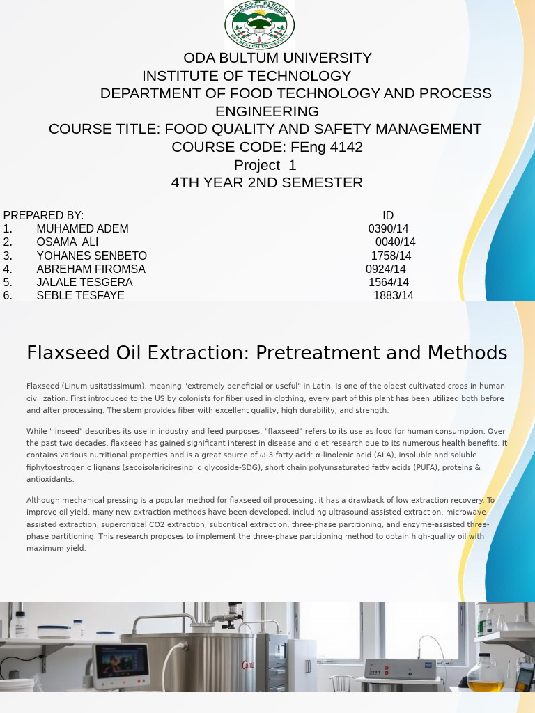 Flaxseed Oil Extraction Methods Explained | PDF | Flax | Omega 3 Fatty Acid
