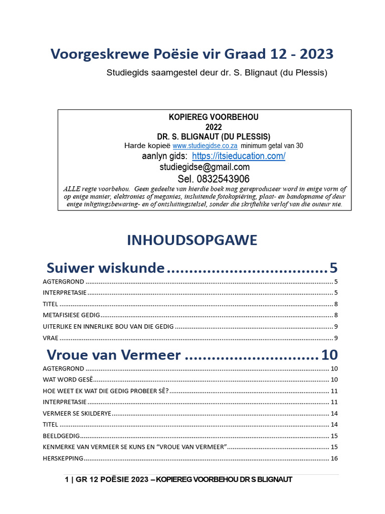 Poësie Studiegids Graad 12 2023 | PDF