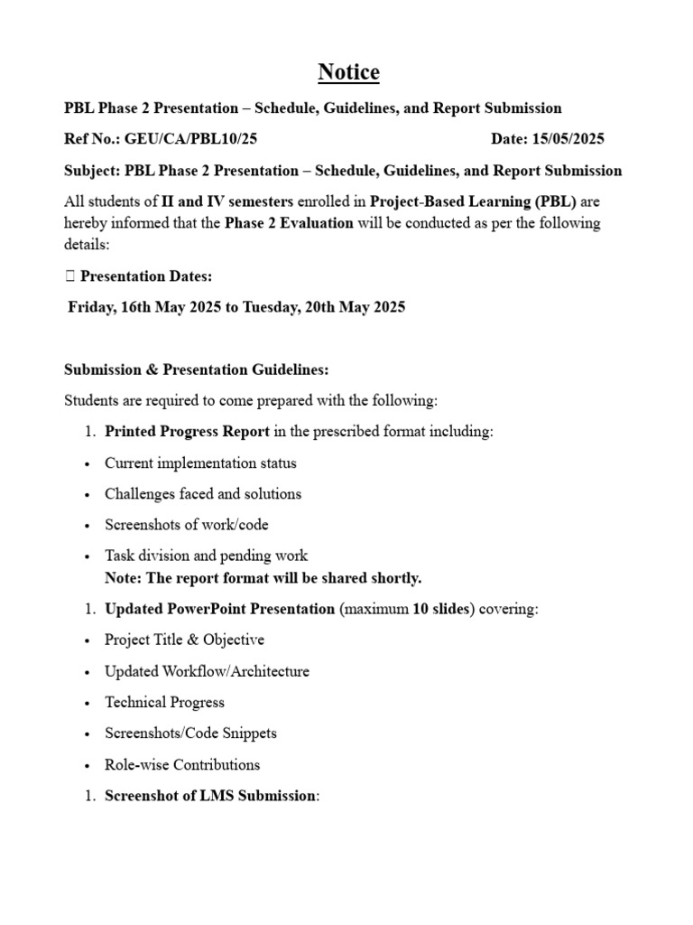 PBL Notice Phase II | PDF