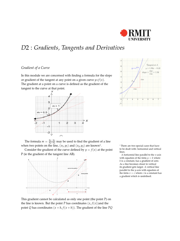 2 Gradients Tangents Derivatives | PDF | Slope | Gradient