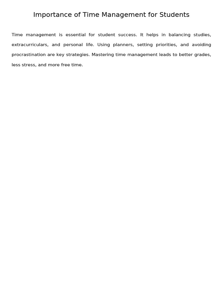 Time Management For Students | PDF