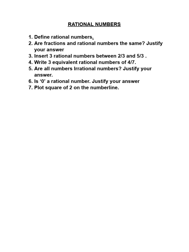 Worksheet On Rational Numbers | PDF