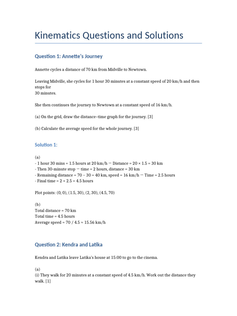 Kinematics: Journey Calculations | PDF | Speed | Spacetime