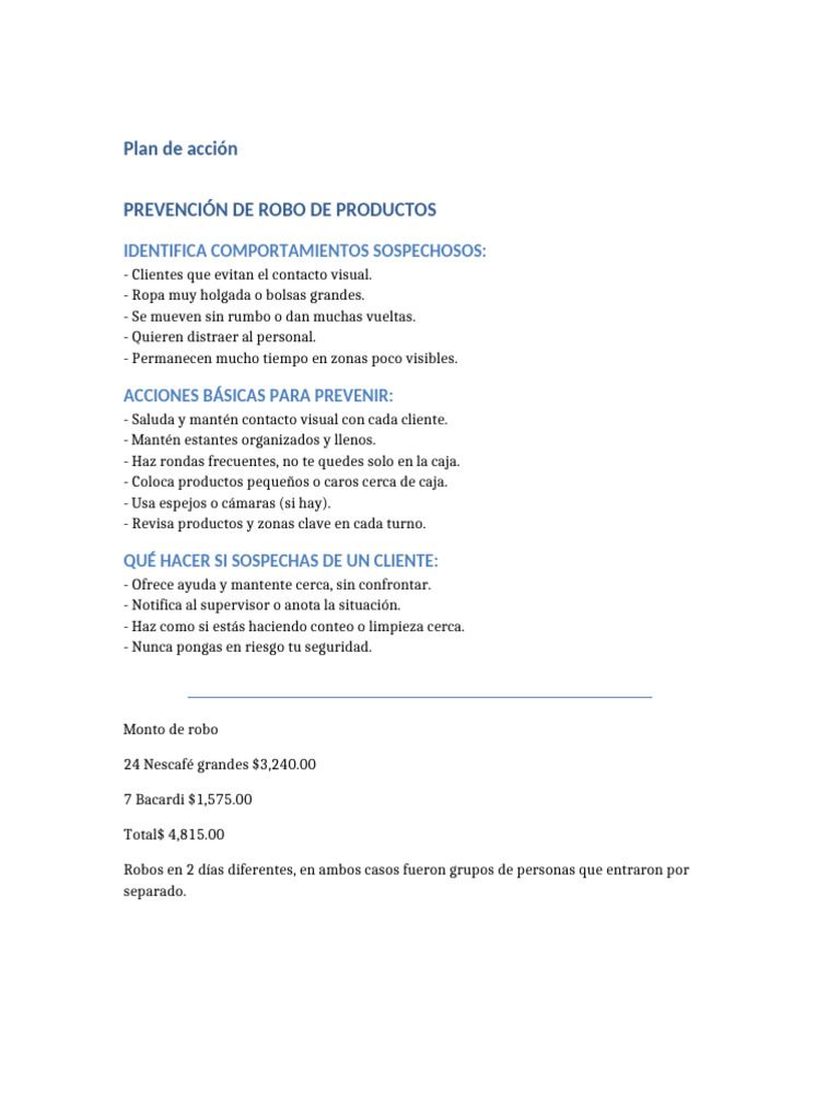 Prevención de Robo en Tiendas: Guía Práctica | PDF