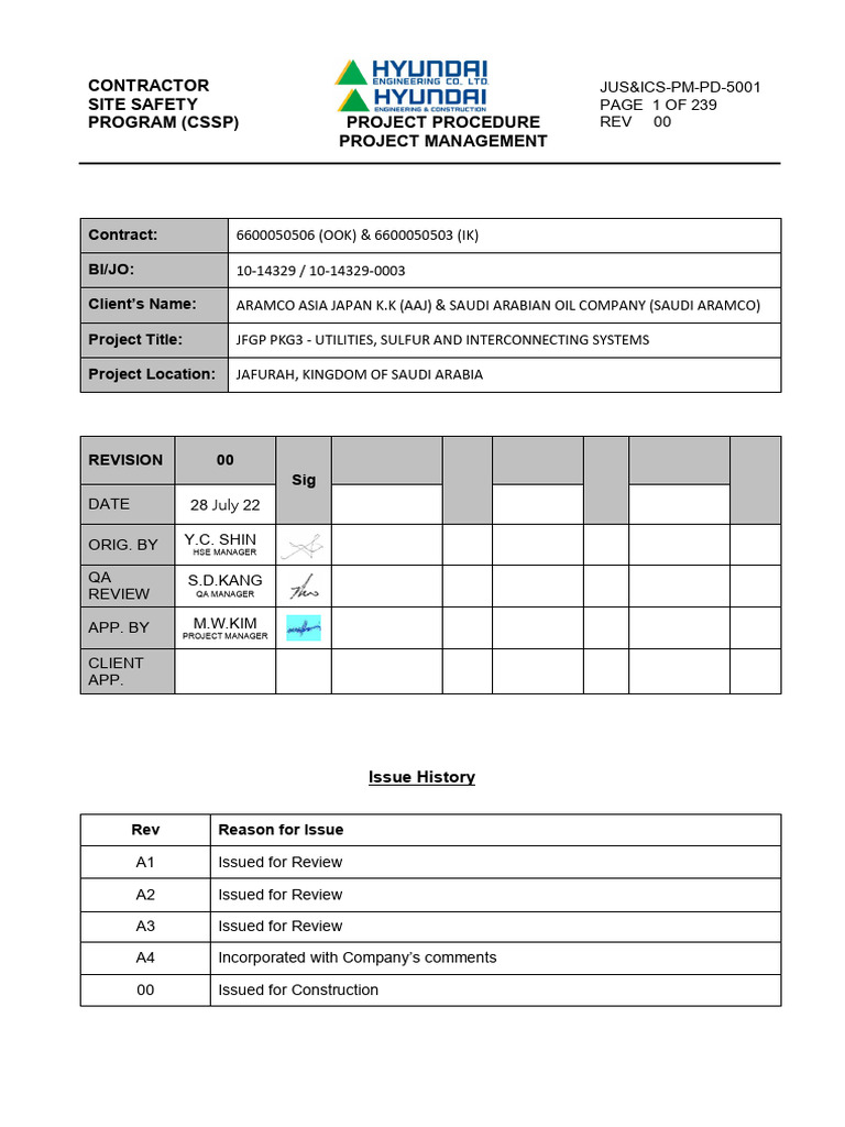 JUS&ICS-PM-PD-5001 Contractor Site Safety Program(CSSP)_Rev.00 | PDF | Occupational Safety And ...