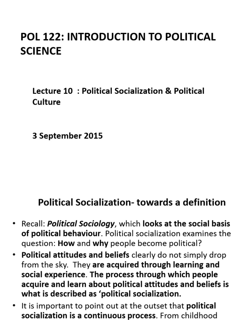 lecture_10_Political_Socialization_and_Political_culture | PDF ...