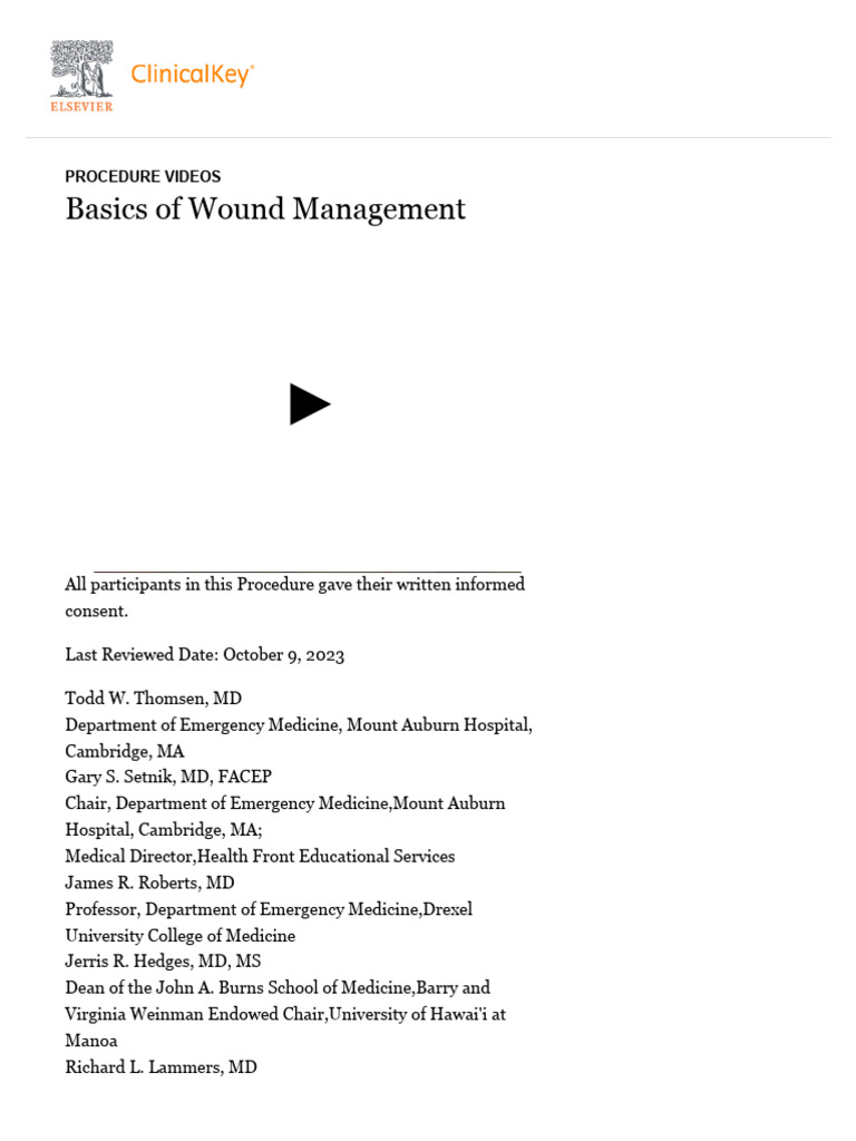 Basics of Wound Management - ClinicalKey | PDF | Wound | Surgical Suture
