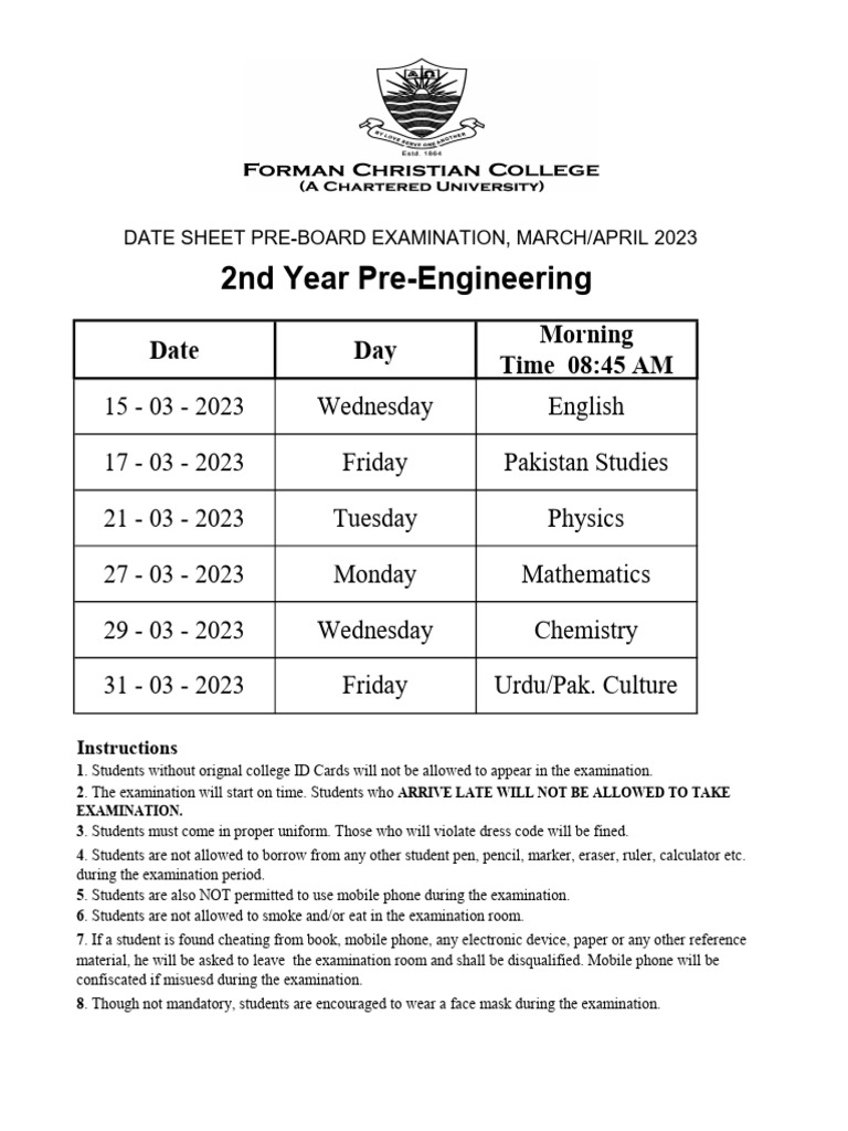 2nd Year Pre Engineering | PDF