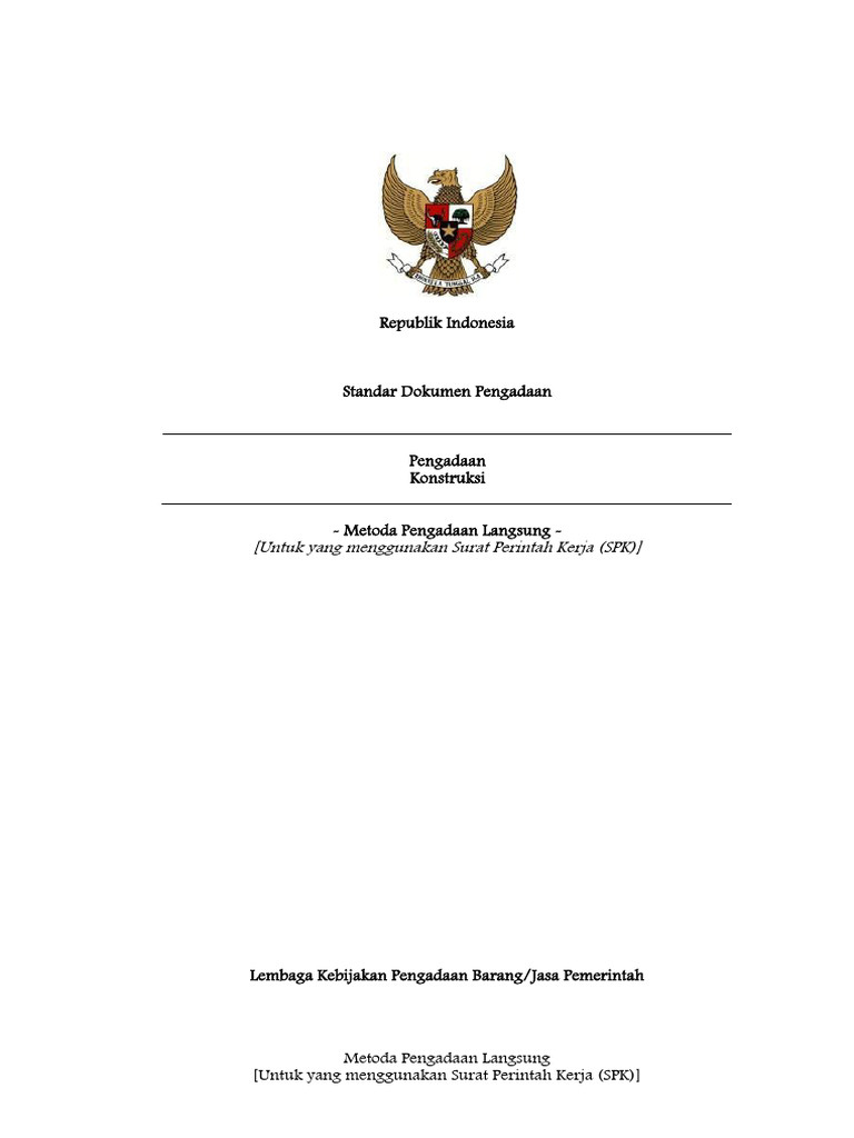 SDP Pekerjaan Konstruksi Pengadaan Langsung Menggunakan SPK | PDF