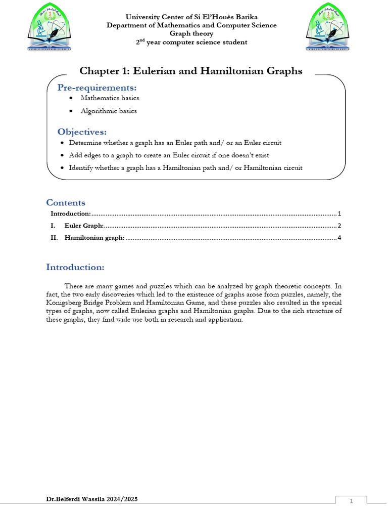 Chapter 2 Eurlian and Hameltonian | PDF | Theoretical Computer Science | Combinatorics