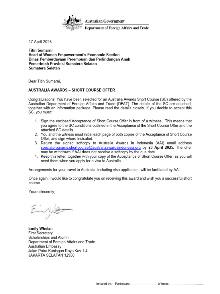 Offer Letter - Titin Sumarni | PDF | Per Diem