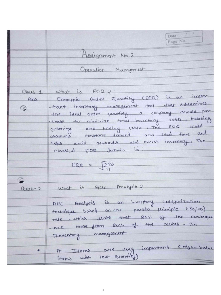 OM Assignment-2 | PDF