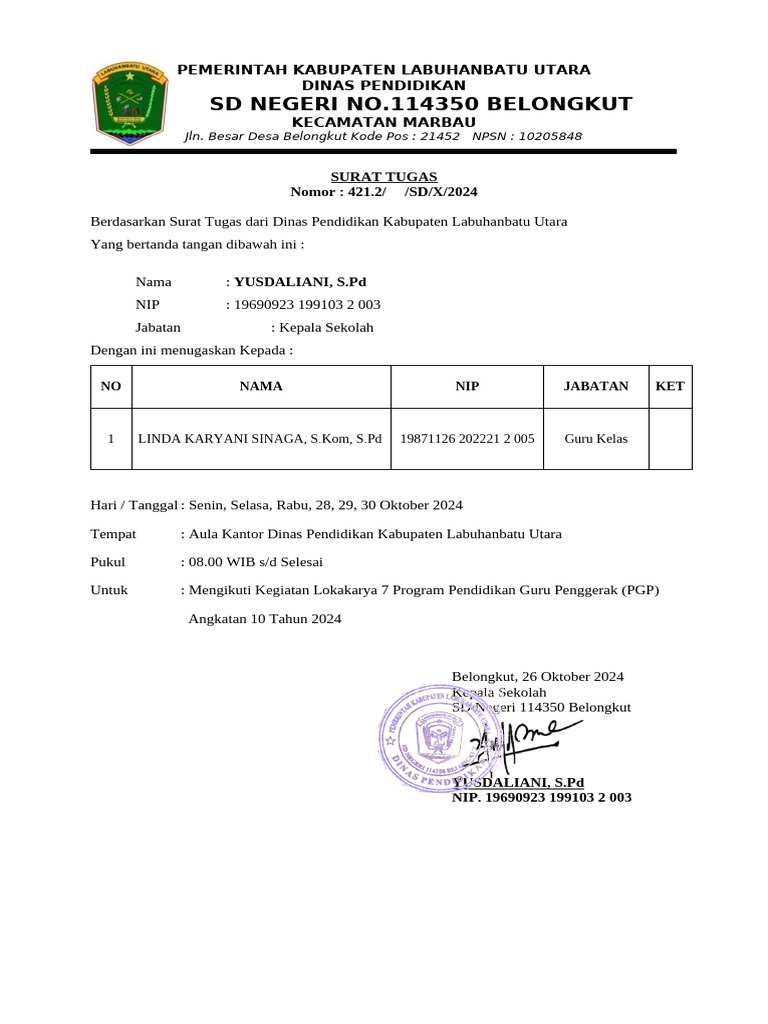 Surat Tugas Lindot Suwardi | PDF