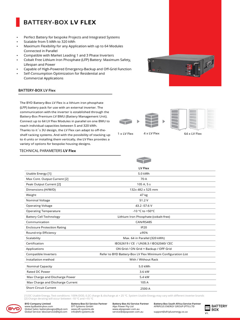 BYD Battery-Box LV Flex Datasheet V1.2-6265116130b4d | PDF | Electricity | Electrical Engineering