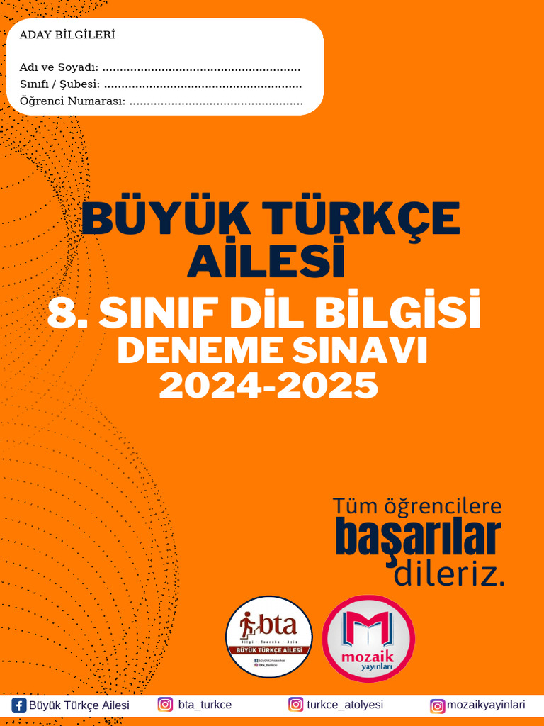 2025 MAYIS 8. SINIF DİL BİLGİSİ DENEMESİ | PDF