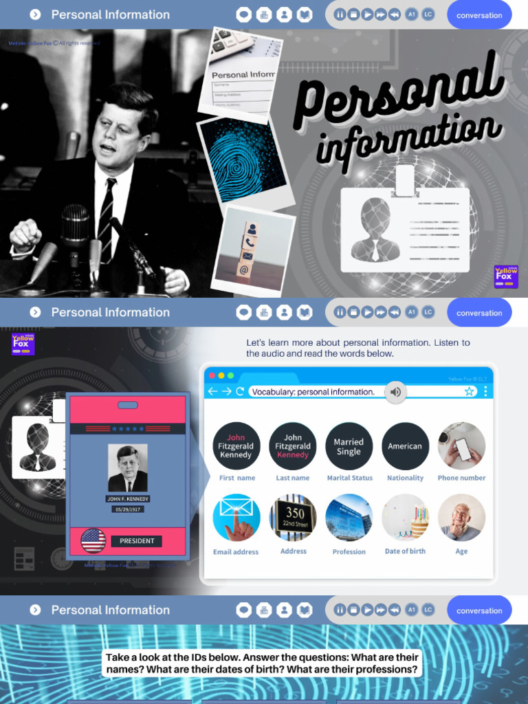 Lesson Personal Information - Lesson A1 @metodoyellowfox | PDF