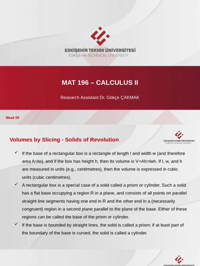 Calculus - Volumes by Slicing | PDF | Volume | Area