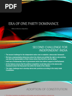 Era of One Party Dominance... Class 12th Political Science | PDF
