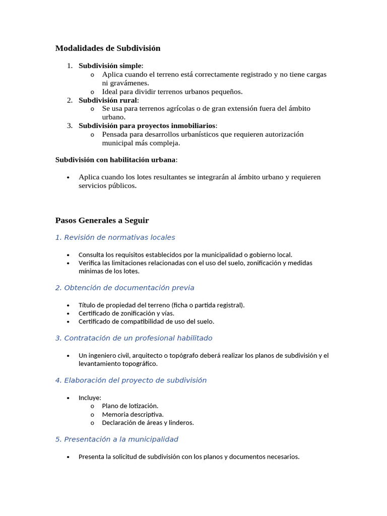 Guía de Subdivisión Simple de Terrenos | PDF | Arquitecto