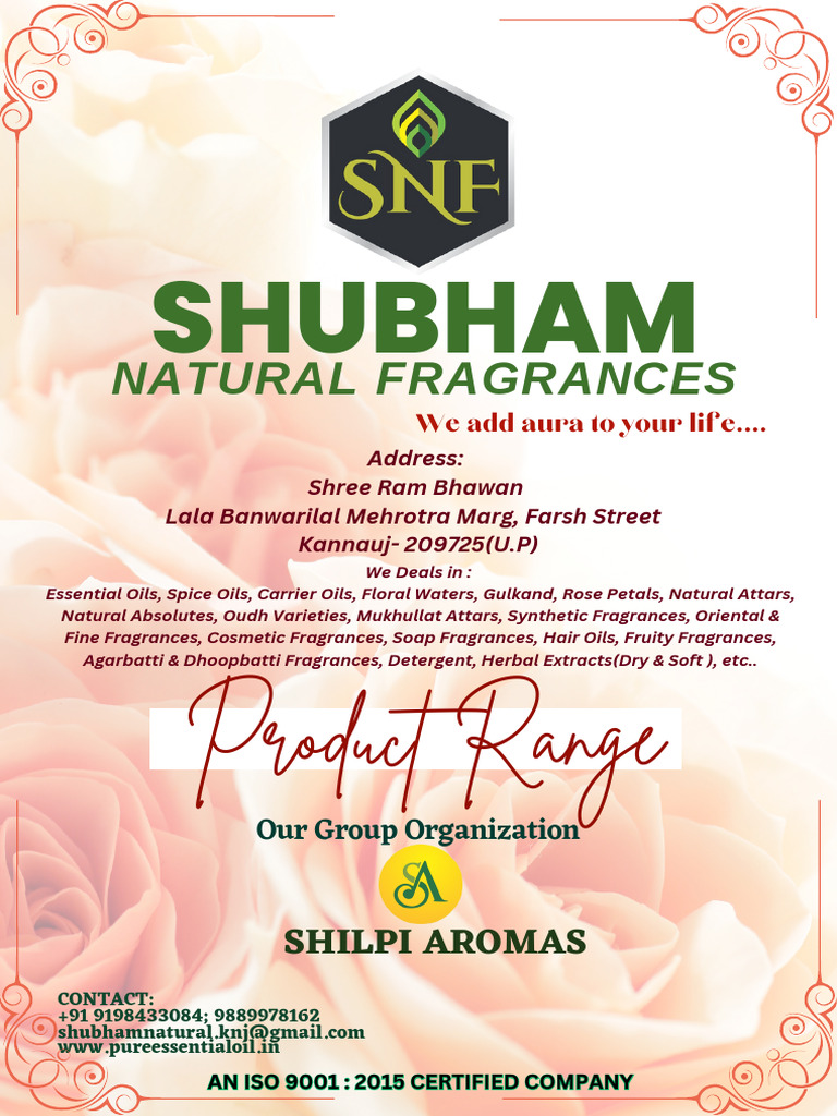 Shubham Natural Fragrances Overview | PDF | Perfume | Essential Oil