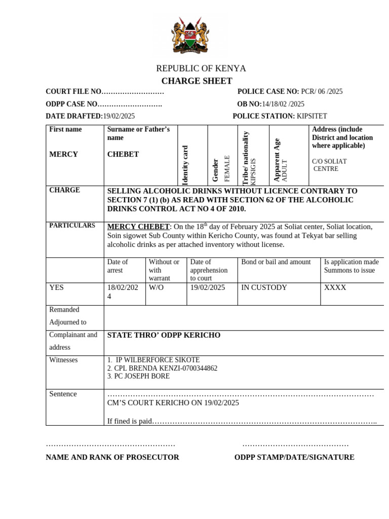 Charge Sheet Selling Without License | PDF | Justice | Crime & Violence