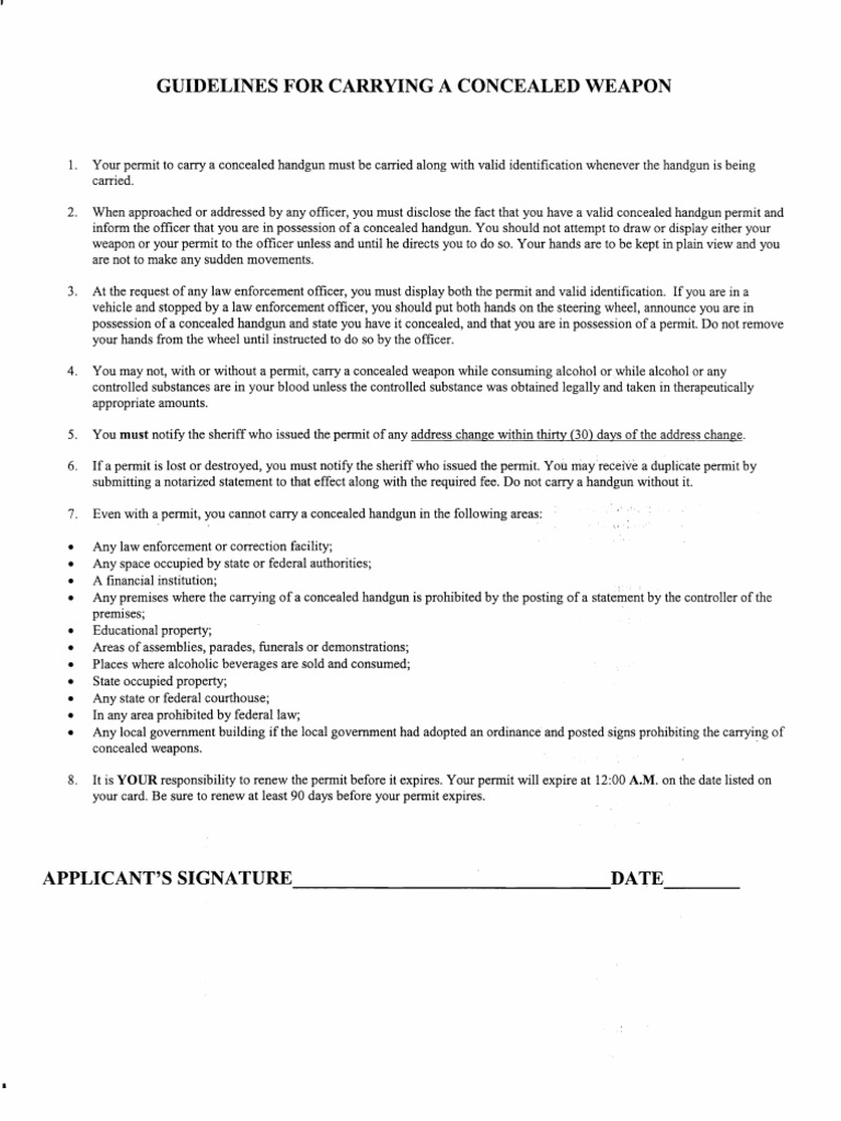 Concealed Handgun Permit Application | PDF | Concealed Carry In The ...