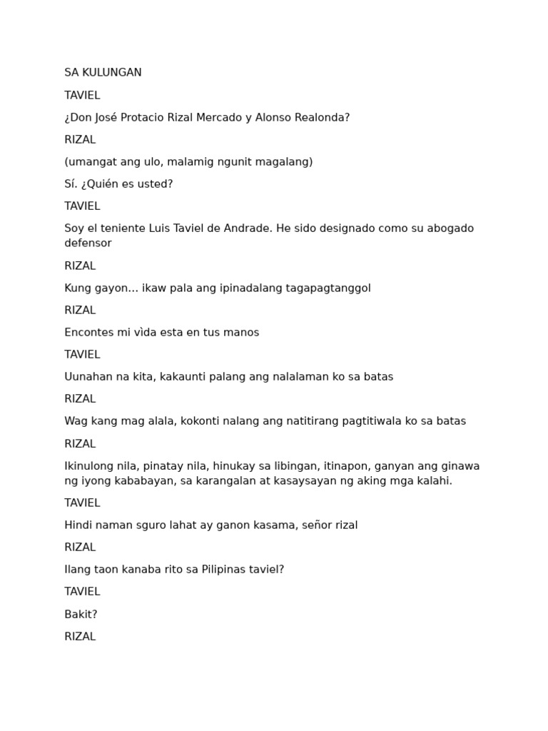 Sa Kulungan Taviel and Rizal | PDF