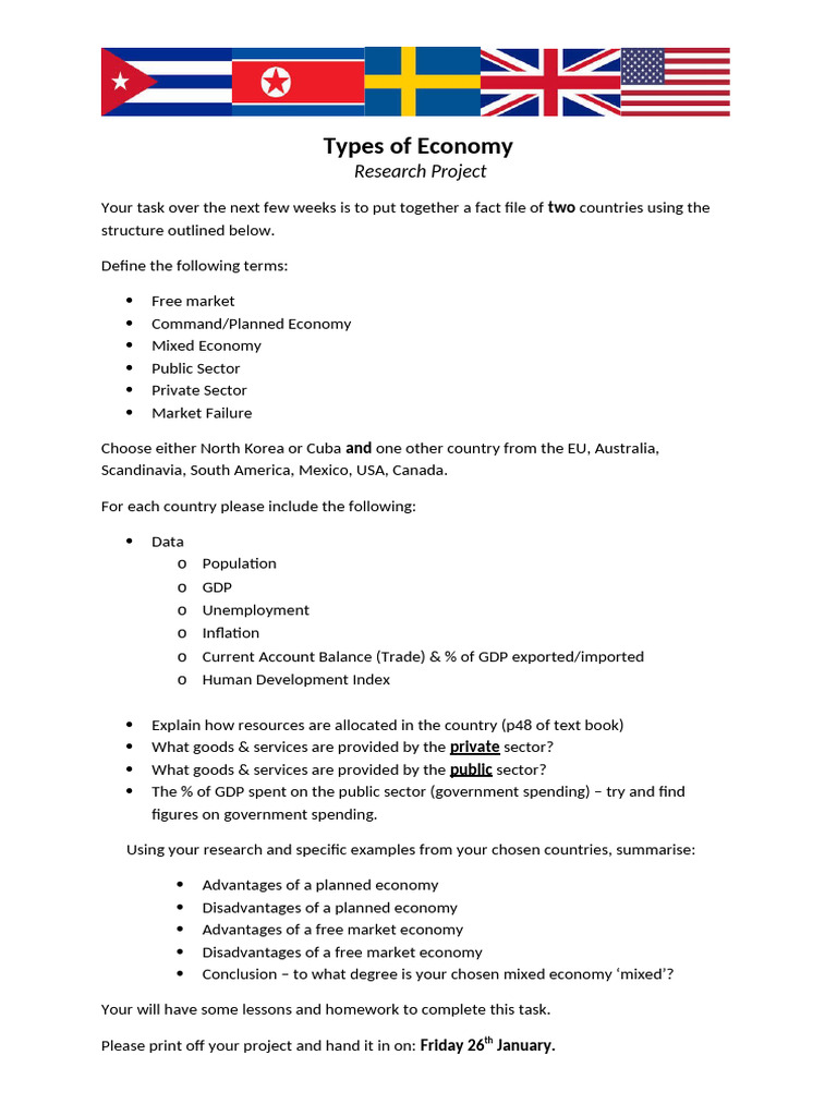 Types of Economy Research Project | PDF