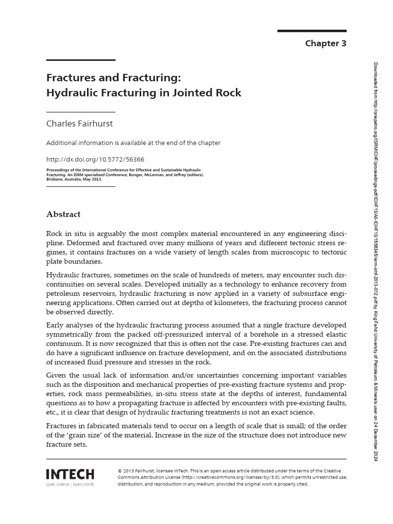 Fractures and Fracturing-Hydraulic Fracturing in Jointed Rock | PDF ...