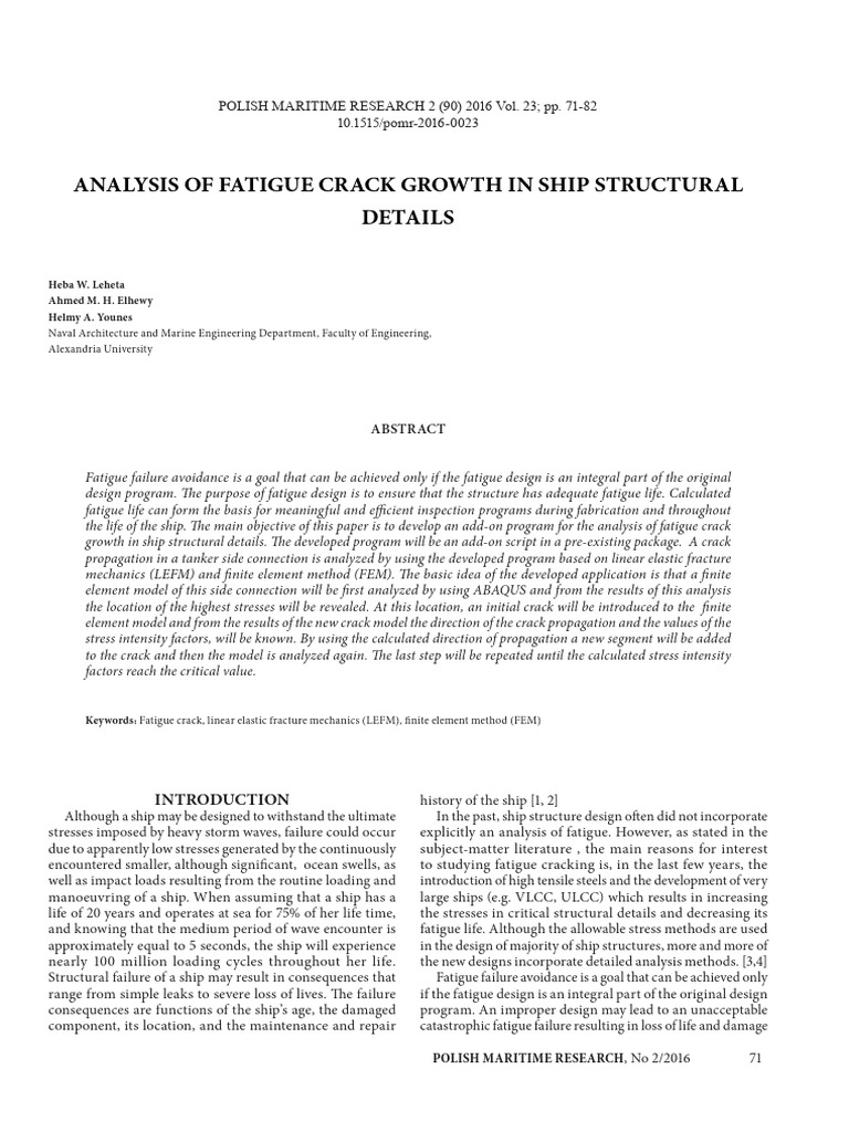 Analysis of Fatigue Crack Growth in Ship | PDF | Fracture Mechanics ...