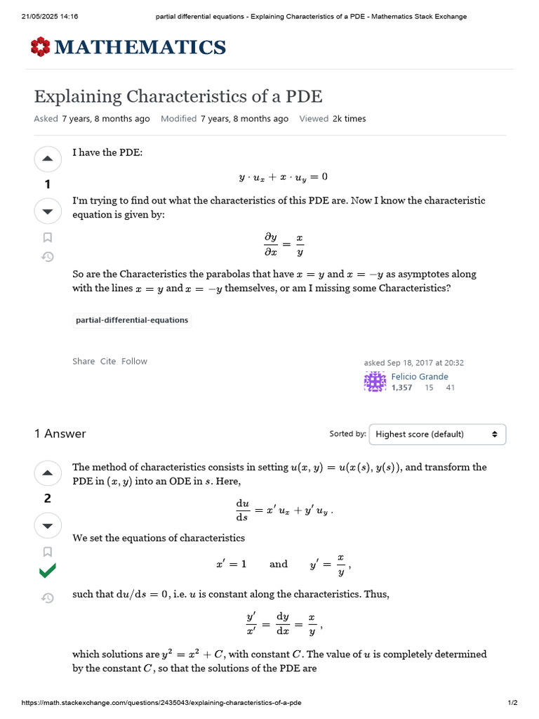 Characteristics of a PDE Explained | PDF | Partial Differential ...