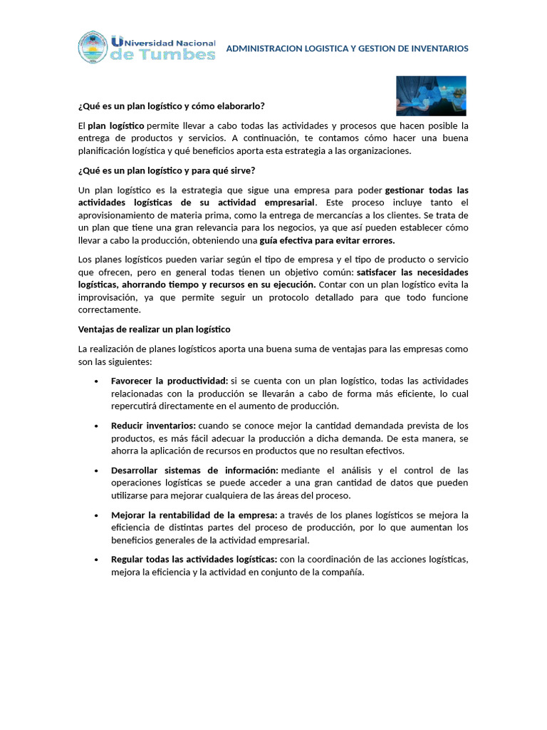 Plan Logistico | PDF | Logística | Business