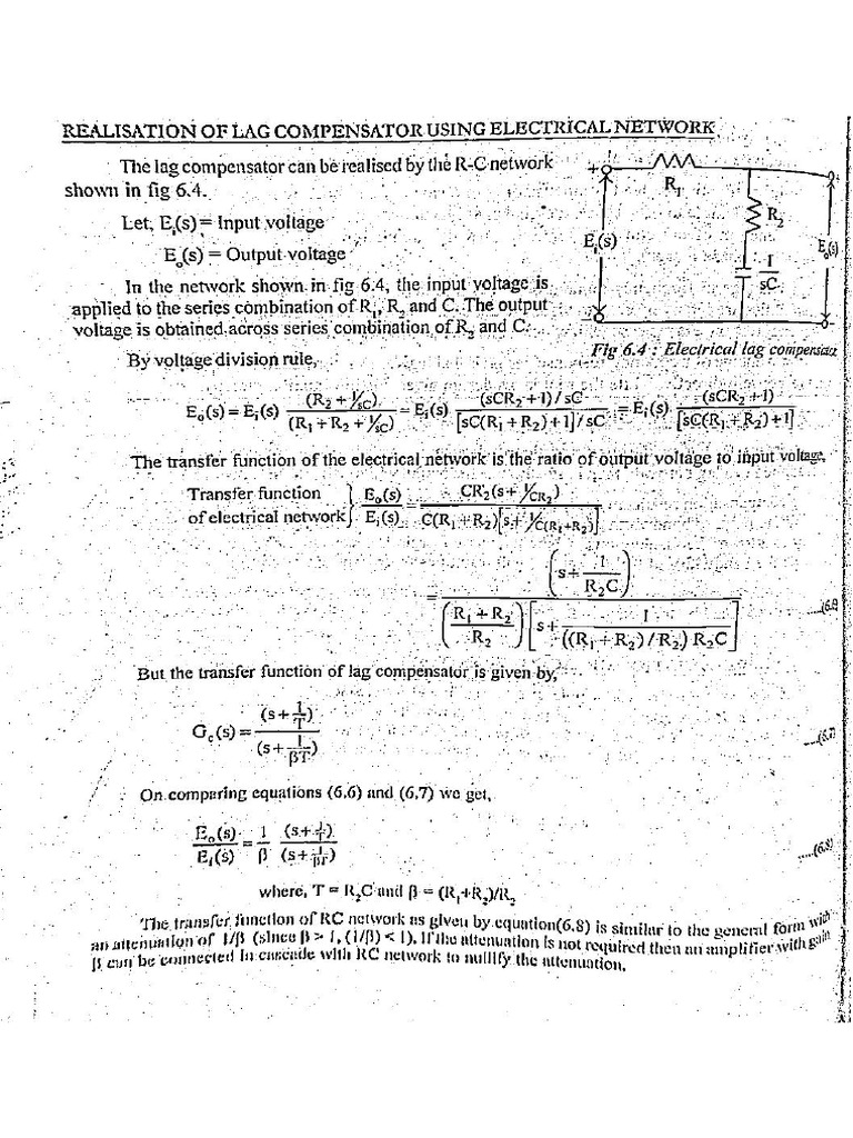 Transfer Functions of (Lag, Lead, Lag-Lead Compensators) | PDF