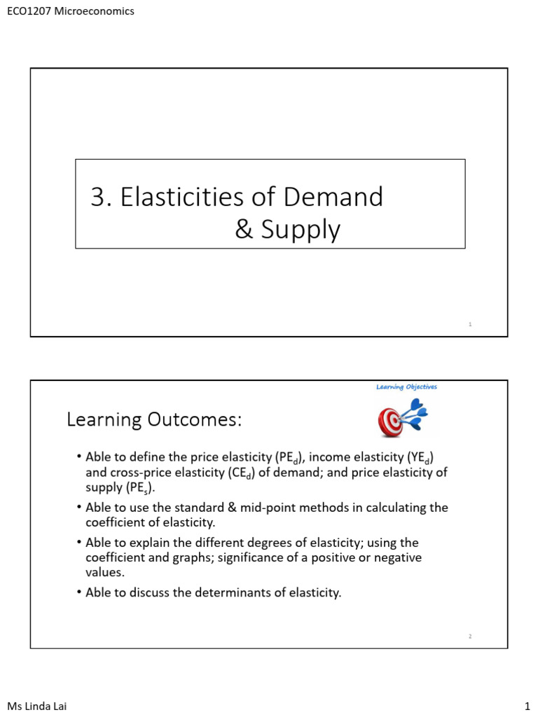 3 Elasticities of Demand & Supply - handouts | PDF | Price Elasticity Of Demand | Demand