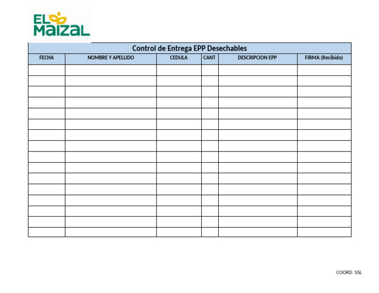 CONTROL DE ENTREGA EPP DESECHABLE | PDF