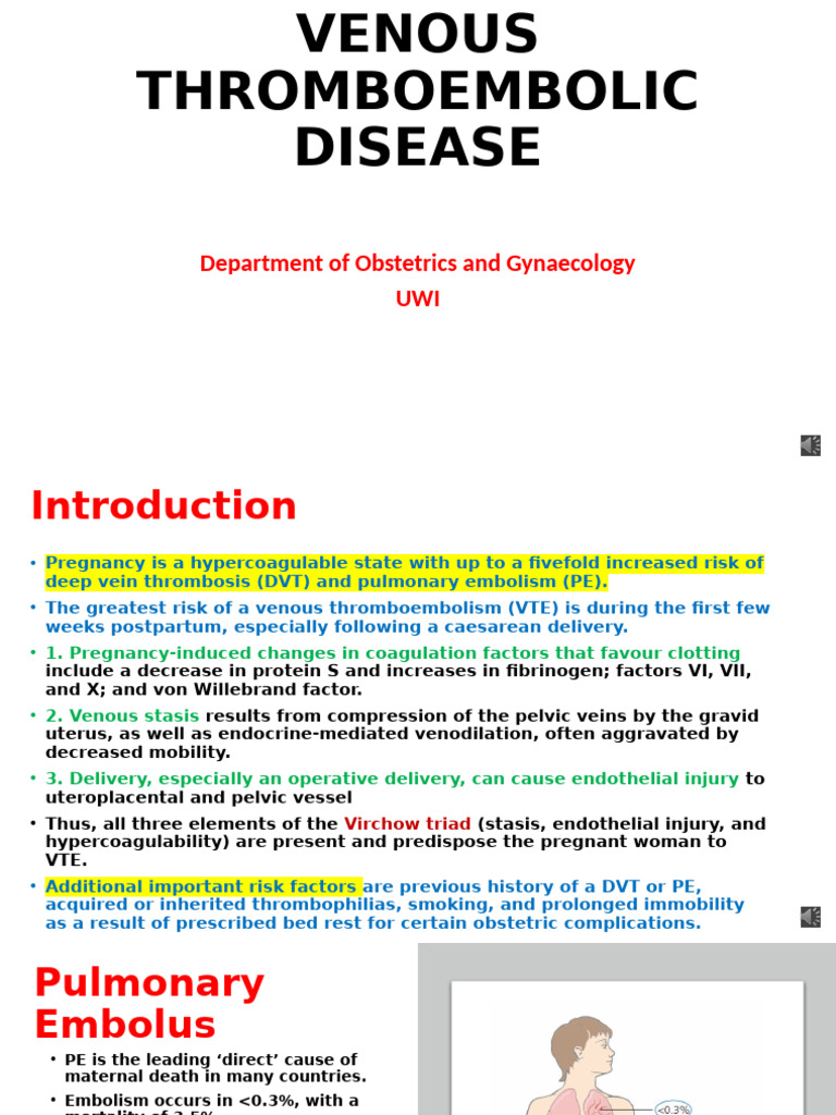 VENOUS THROMBOEMBOLIC DISEASE With NARRATION | PDF | Thrombosis | Medicine