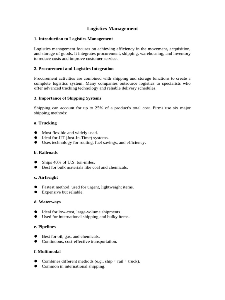 Logistics Management | PDF