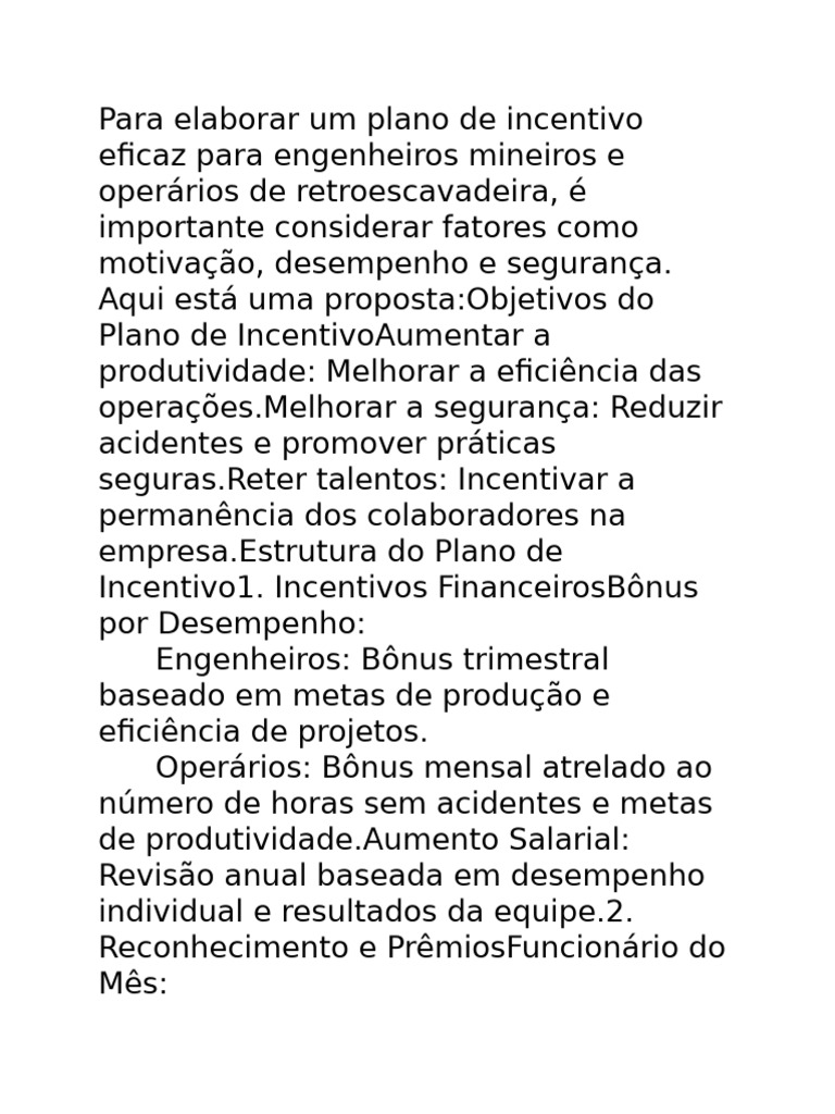 Plano de Incentivo | PDF