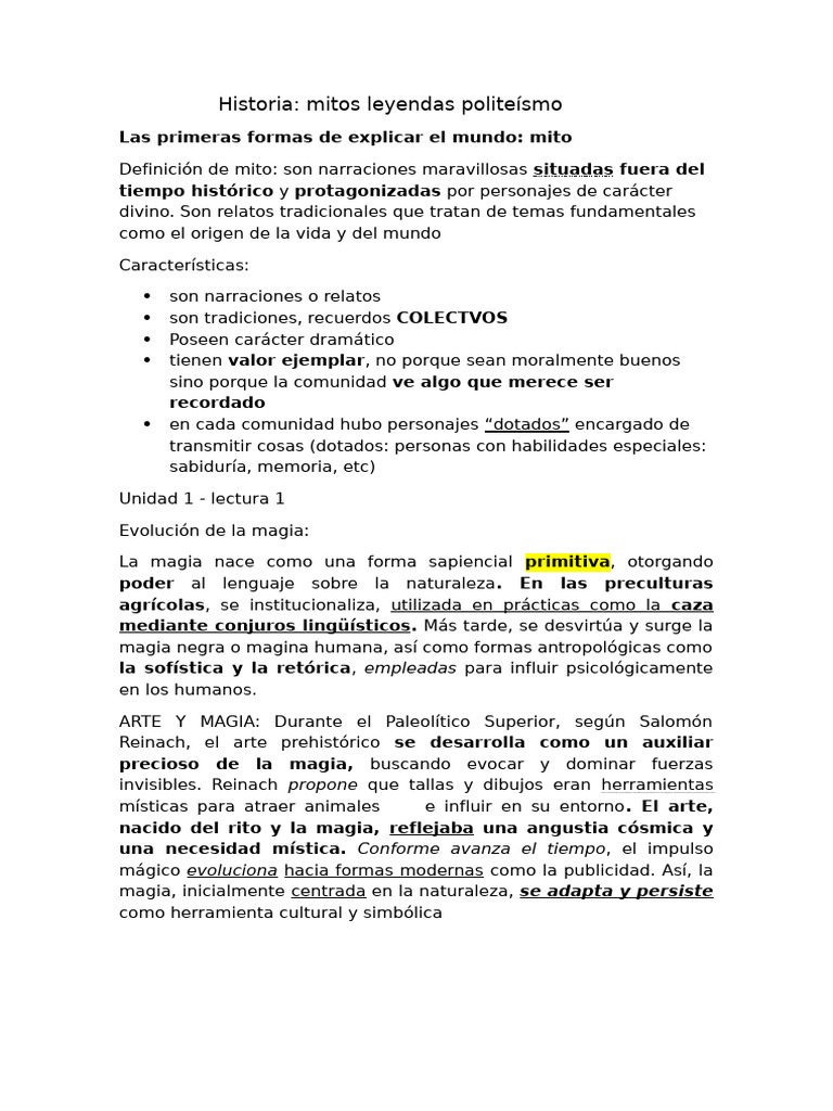 MITO LEYENDA, 1RA LECTURA MAGIA | PDF | Leyendas | Fantasía