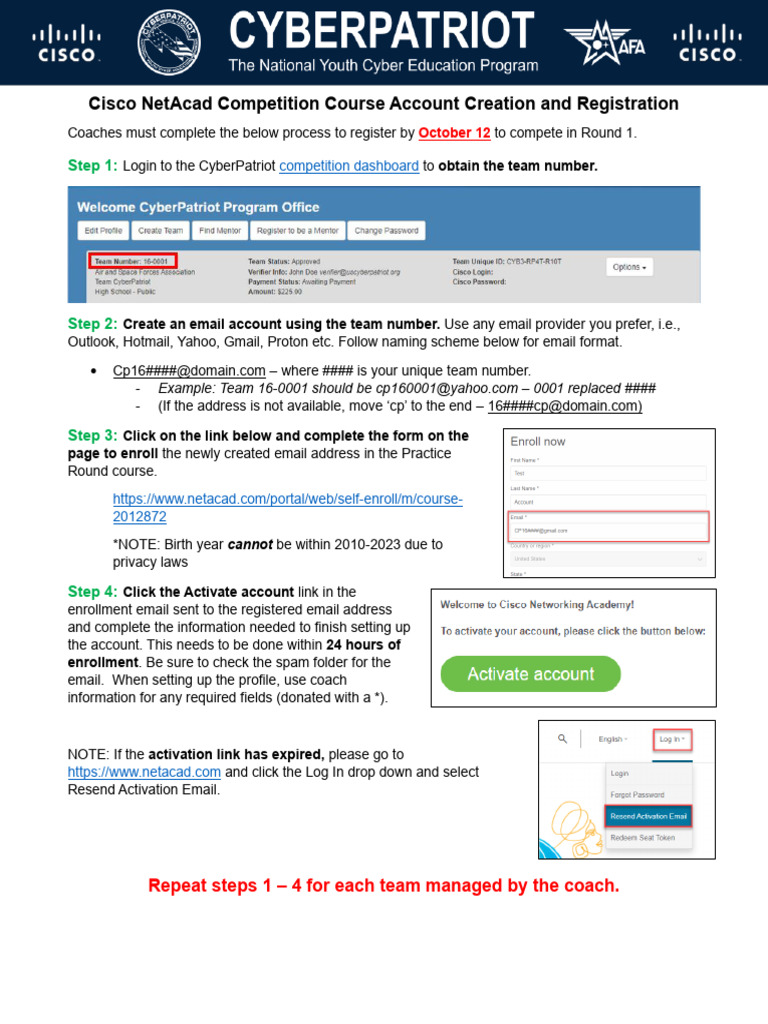 CyberPatriot 16 Cisco NetAcad Competition Course Registration Instructions | PDF | Computing ...