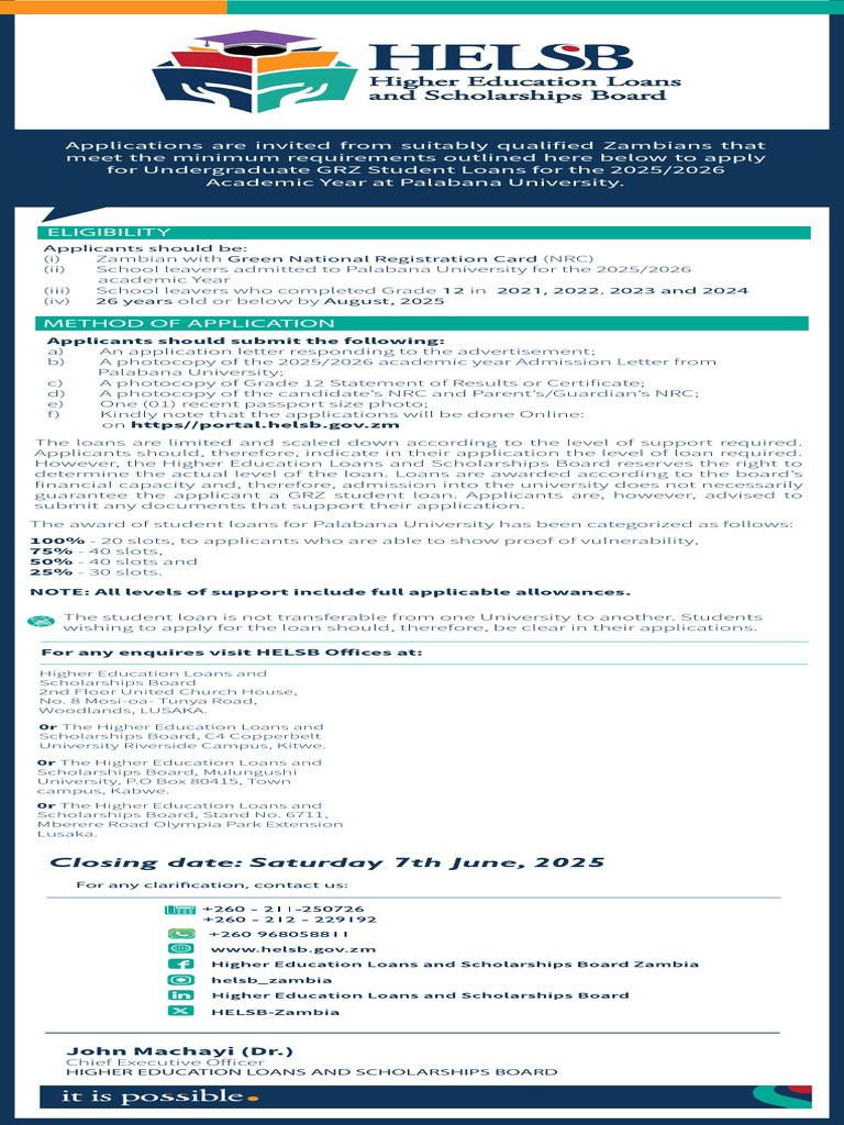Helsb Palabana Advert 2025 2026 | PDF | Higher Education | Educational ...