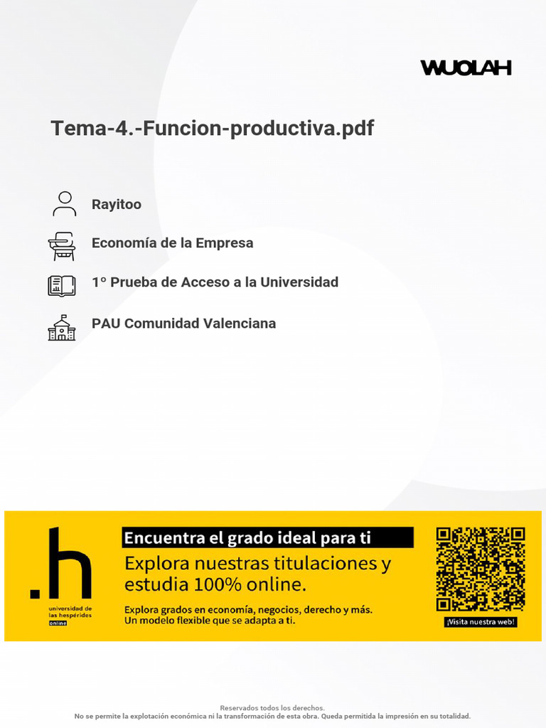 Wuolah Free Tema 4. Funcion Productiva | PDF | Capital (economía) | Business