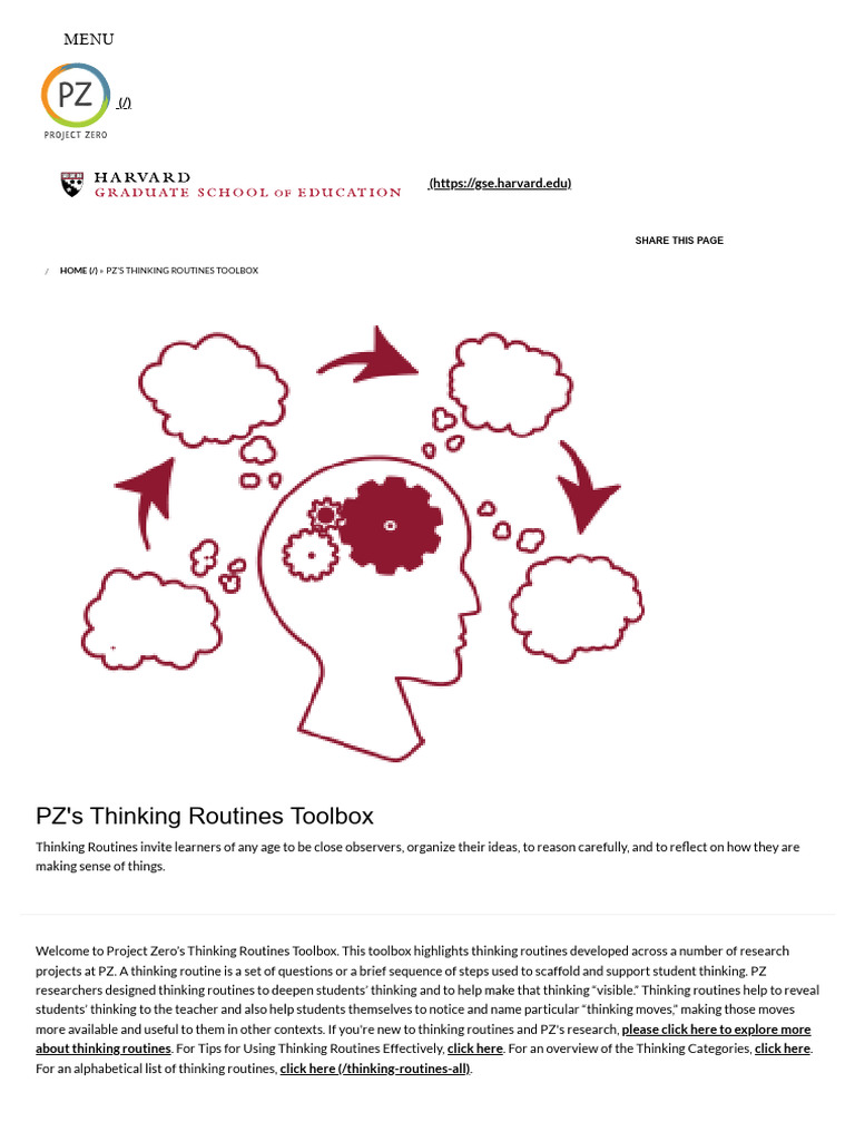 Project Zero Thinking Routines Toolbox | PDF | Thought | Learning