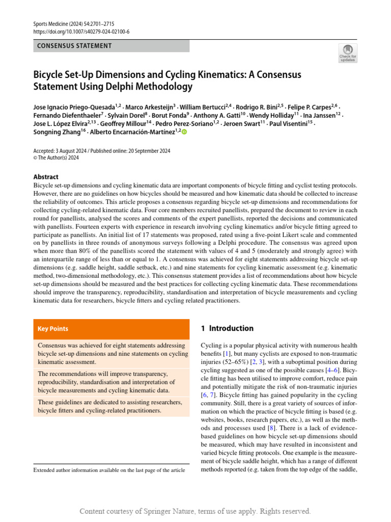 Bicycle Set-Up Dimensions and Cycling Kinematics A | PDF